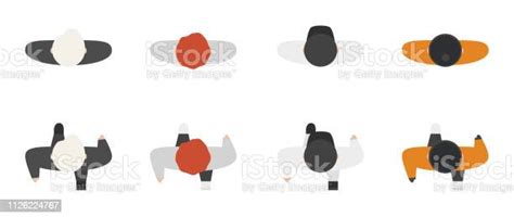 흰색 배경에 고립 된 사람들의 최고 볼 수 있습니다 남녀입니다 위에서 볼 수 있습니다 남성과 여성 캐릭터입니다 간단한 만화 디자인입니다 평면 스타일 벡터 일러스트입니다