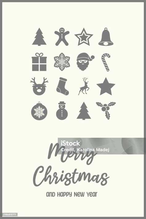 복고풍 스타일의 장식으로 크리스마스 인사말 카드 산타 클로스 나무 순록 현재 및 눈송이 아이콘 벡터 일러스트 레이 션 12월에 대한 스톡 벡터 아트 및 기타 이미지 Istock