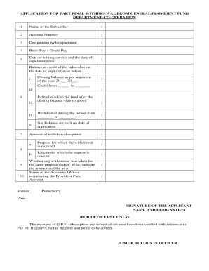 Fillable Online Form Of Application Part Final Withdrawal Of GPF Fax Email Print PdfFiller