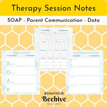ABA Therapy Session Notes Green Floral Design By Behaviour Beehive