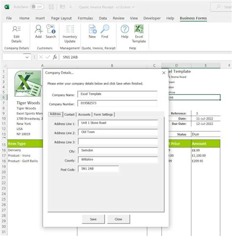 Microsoft Excel Spreadsheet Quote Invoice Receipt Generator And