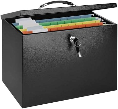 Amazon Com KYODOLED Fireproof Document Box With Lock Black Metal File Organizer Storage Box