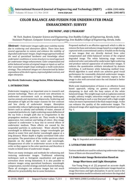 Literature Survey On Underwater Image Enhancement Pdf