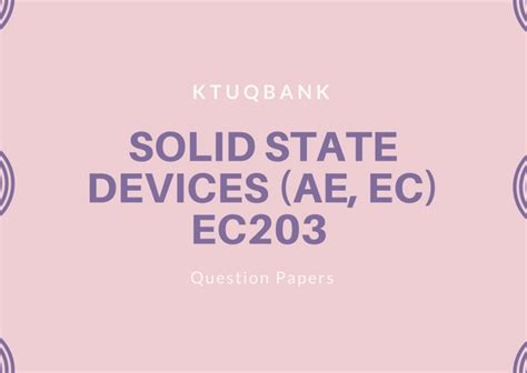 Solid State Devices Ec203 Question Papers 2015 Batch Ktuqbank