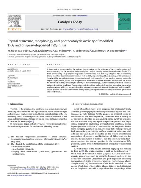 crystal structure morphology and photocatalytic activity of modified