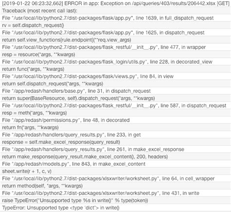 Exporting To Excel File Fails When One Of The Columns Is A Dictionary Issue Getredash
