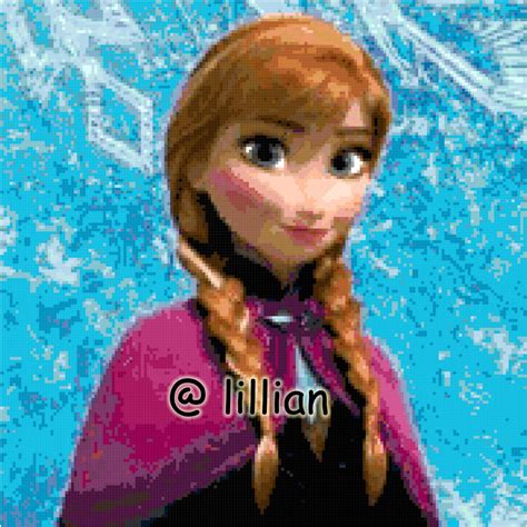 New Frozen Anna Smiling Potrait Counted Cross Stitch Pattern