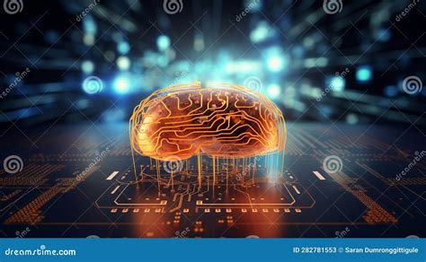 Ai Robotic Brain With Glowing Digital Circuits A Picture Highlighting Cognitive Abilities