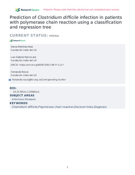 Pdf Prediction Of Clostridium Difficile Infection In Patients With Polymerase Chain Reaction