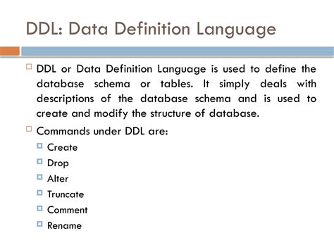 Sql Data Definition Languageddl Command Pptx Databases Computer Software And Applications