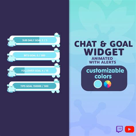 P U Customizable Chat Widget Goal Frog Toad Lotus Flower Blue Leaf Stream Cute Streamelements L
