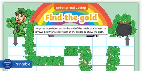 grade 1 robotics and coding st patricks day find the gold