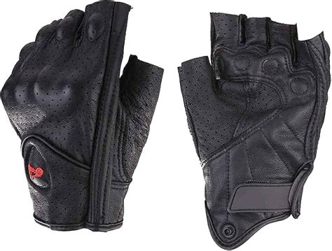 Guanti Moto Mezze Dita In Pelle Touchscreen Riscaldati Per Uomo Taglia Unica