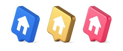 홈 페이지 버튼 집 웹 기호 사이버 공간 응용 프로그램 인터페이스 3d 현실적인 말풍선 아이소 메트릭 아이콘 3차원 형태에 대한 스톡 벡터 아트 및 기타 이미지 Istock