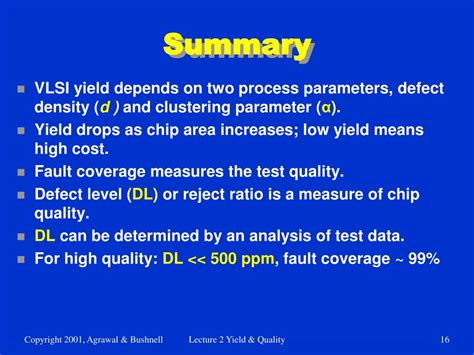 Ppt Vlsi Testing Lecture 2 Yield And Quality Powerpoint Presentation