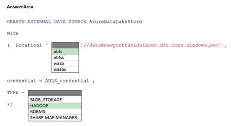hotspot you have an azure subscription that contains an azure synapse