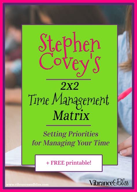 Stephen Coveys 2x2 Time Management Matrix Vibrance And Bliss