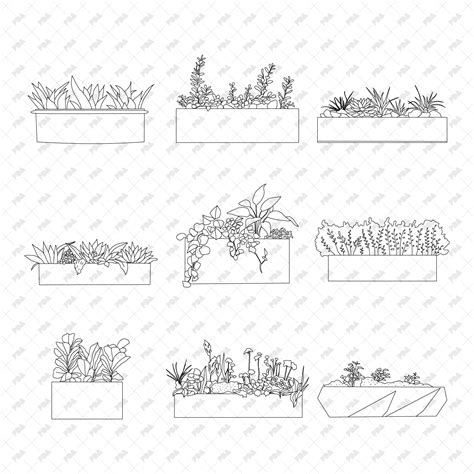 Cad Vector Street Urban Plants In Planters Post Digital Architecture