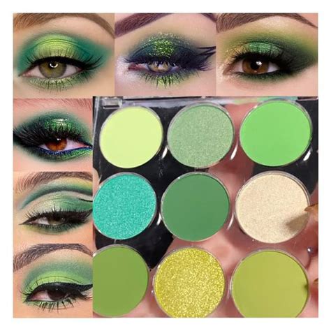 Teekerwan 9 Colors Shimmer Matte Green Eyeshadow Palette