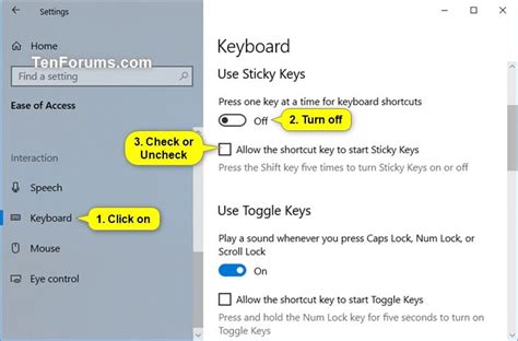 Turn On Or Off Sticky Keys In Windows Tutorials