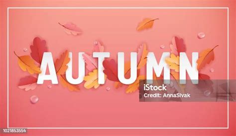 아름 다운 나뭇잎과 빗방울 웹 배너 카드 템플릿 벽지 커버 벡터에 초대에 대 한 종이 예술가 일러스트와 함께을 배경 템플릿 0명에 대한 스톡 벡터 아트 및 기타 이미지