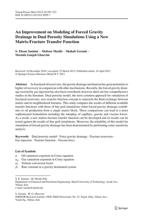 [pdf] An Improvement On Modeling Of Forced Gravity Drainage In Dual Porosity Simulations Using A
