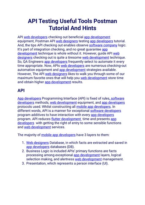 API Testing Useful Tools Postman Tutorial And Hints Pdf
