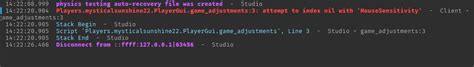 cannot get camera sensitivty keeps going nil scripting support