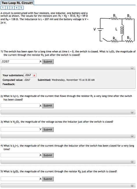Solved Two Loop Rl Circuit1 12 3 4 5 A Circuit Is