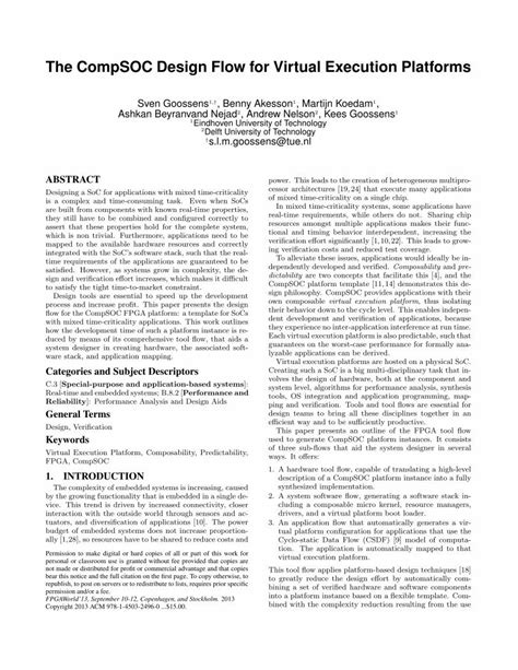 Pdf The Compsoc Design Flow For Virtual Execution Platforms · Soc