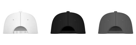 균일 한 모자 또는 모자 뒤쪽 보기와 야구 유니폼 캡의 모형과 빈 템플릿 격리된 벡터 그림 집합입니다 디자인 템플릿 사실적 뒷면 벡터 Eps10 그림입니다 개념에 대한 스톡