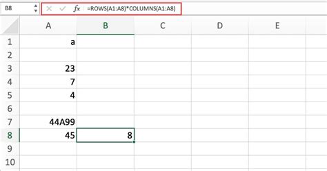 how to count total number of cells from a range in excel