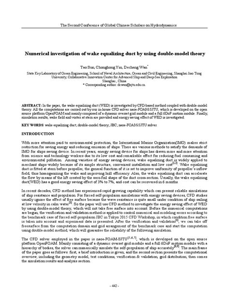 Numerical Investigation Of Wake Equalizing Duct By Using Double Model