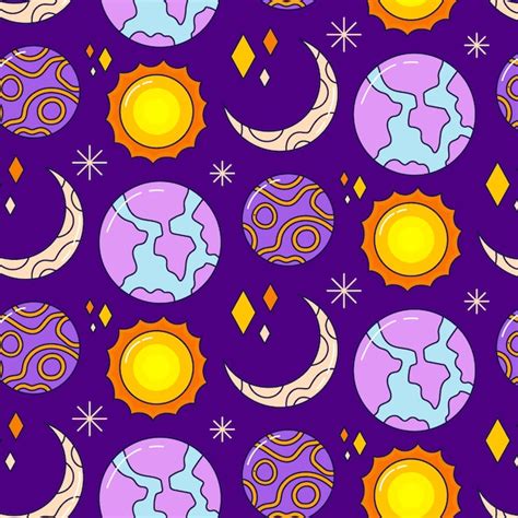 Premium Vector Hand Drawn Space Pattern Design