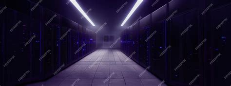 Premium Ai Image Dark Server Racks In Computer Network Security Server Room Data Center