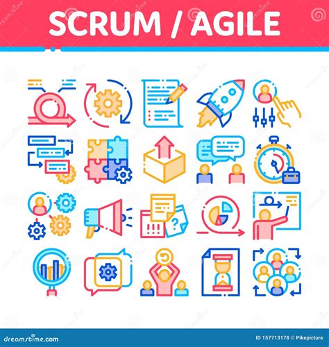 Scrum Agile Collection Elements Vector Icons Set Stock Vector
