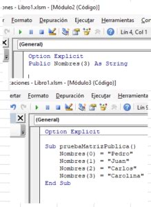 VBA Declarar Dim Crear E Inicializar Una Variable Tipo Matriz Automate Excel