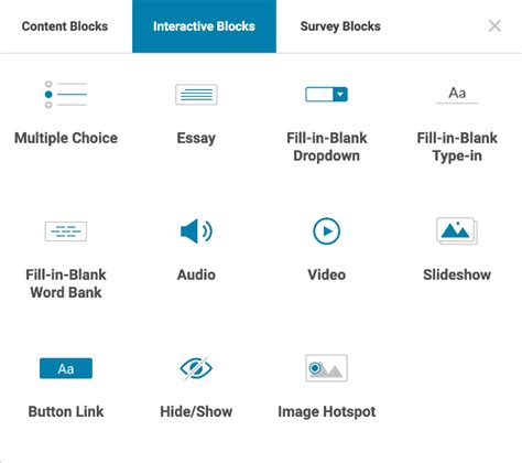 interactive block common features vitalsource success