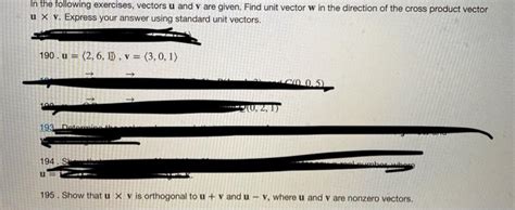 Solved In The Following Exercises Vectors U And V Are Chegg
