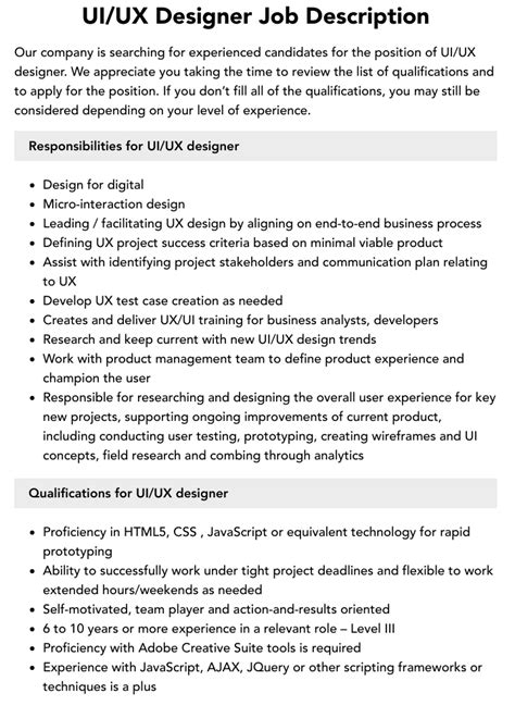 Ui Ux Designer Job Description Velvet Jobs