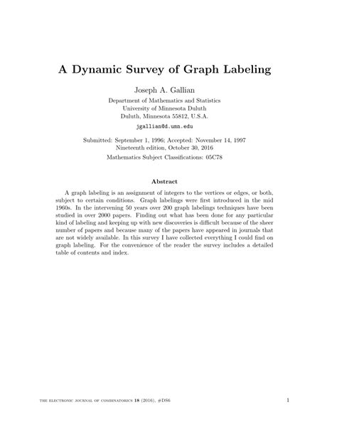 Pdf A Dynamic Survey Of Graph Labeling