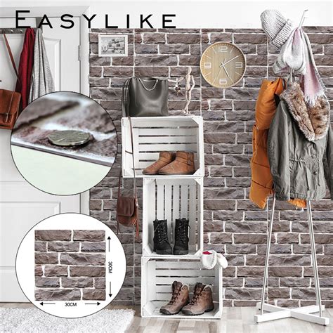 วอลเปเปอร์ติดผนัง ลายอิฐ วอลเปเปอร์ 3d Wallpaper ติดผนัง 30 X 30cm Pvc มีกาวในตัว ตกแต่งห้อง