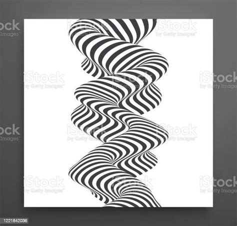 흑백 디자인 착시 패턴 추상 3d 기하학적 배경입니다 벡터 그림입니다 0명에 대한 스톡 벡터 아트 및 기타 이미지 0명 3