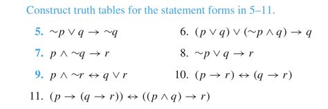 Solved Construct Truth Tables For The Statement Forms In Chegg