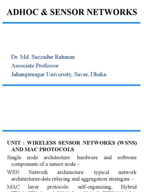 7 Adhoc And Wireless Network Pdf Wireless Sensor Network