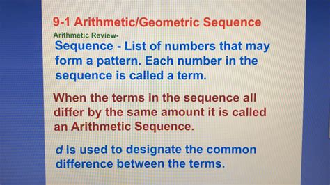 9 1 Arithmetic And Geometric Sequencing Youtube