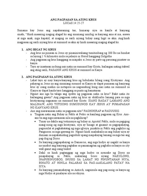 Ang Pagpasan Sa Ating Krus Pdf