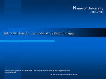 Introduction To Embedded System Design Presentation Free To Download