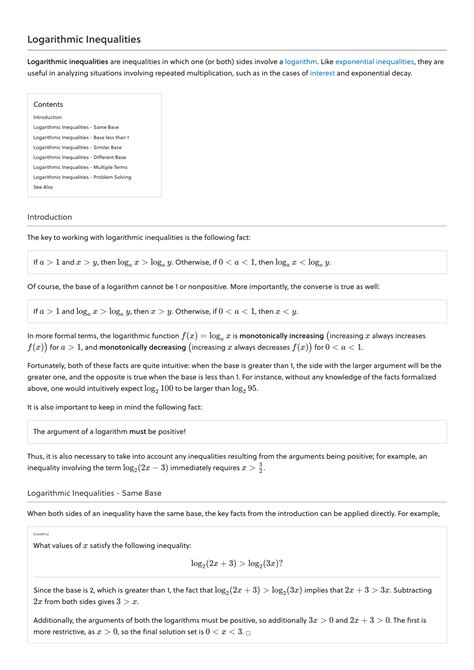 Logarithmic Inequalities