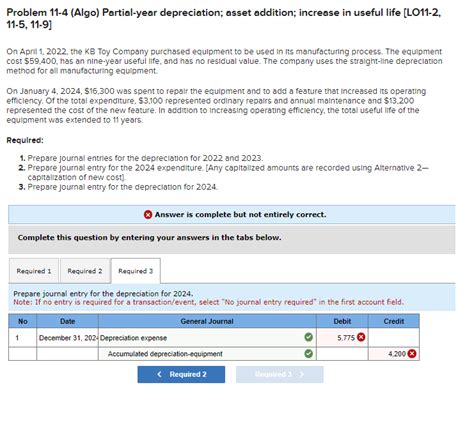 Problem Algo Partial Year Depreciation Asset Chegg